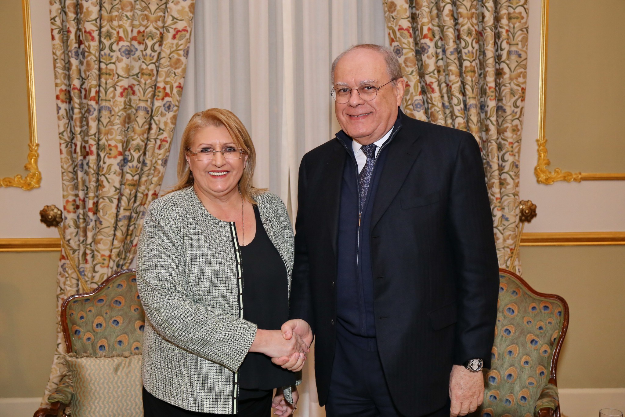The President Of Malta Marie Louise Coleiro Preca Receives Outgoing Ambassador For The Peoples